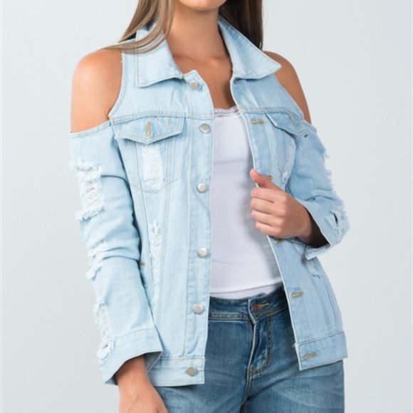 Jackets & Coats | Cold Shoulder Denim Jacket | Poshmark